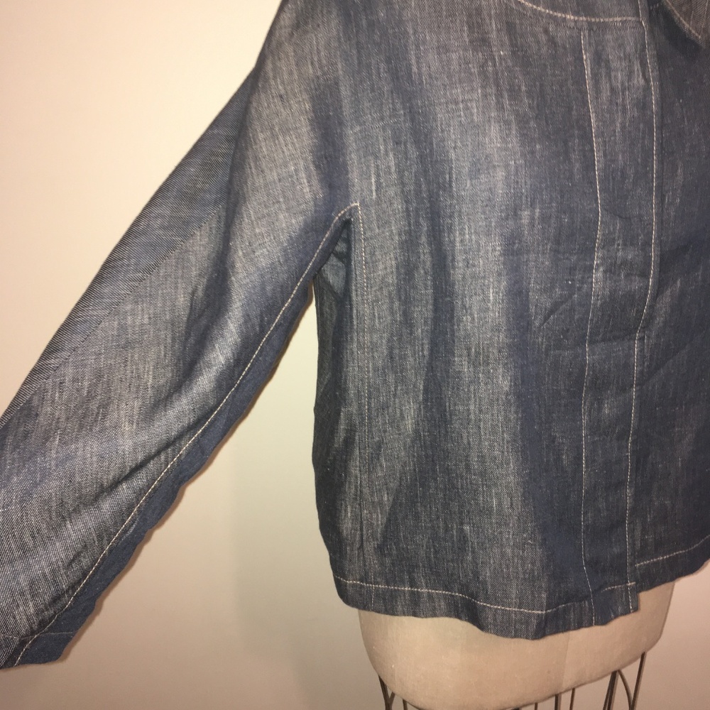 Talbots Blue Light Weight Denim Jacket With Bow - Gem